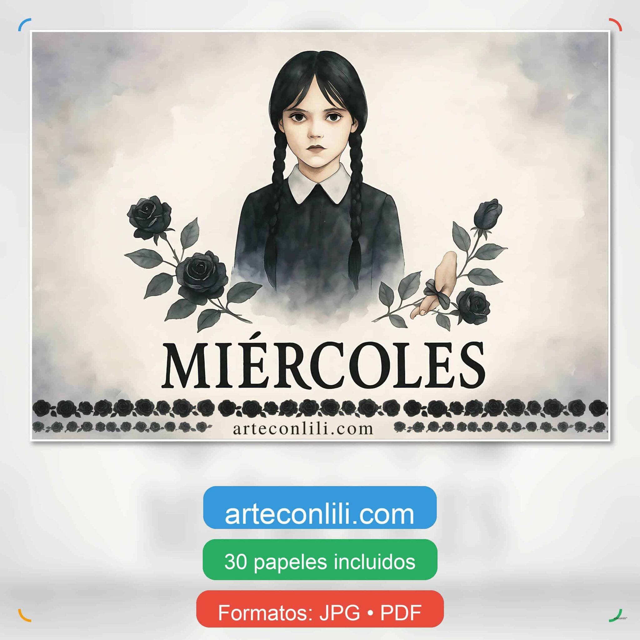 Free Wednesday Addams Fanart Scrapbooking Kit – Printable PDF JPG (A4 A3)