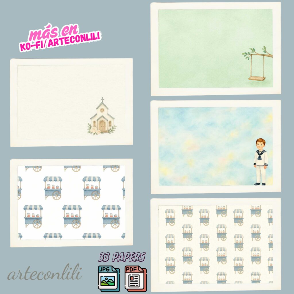 Nautical First Communion Printable Scrapbook Paper