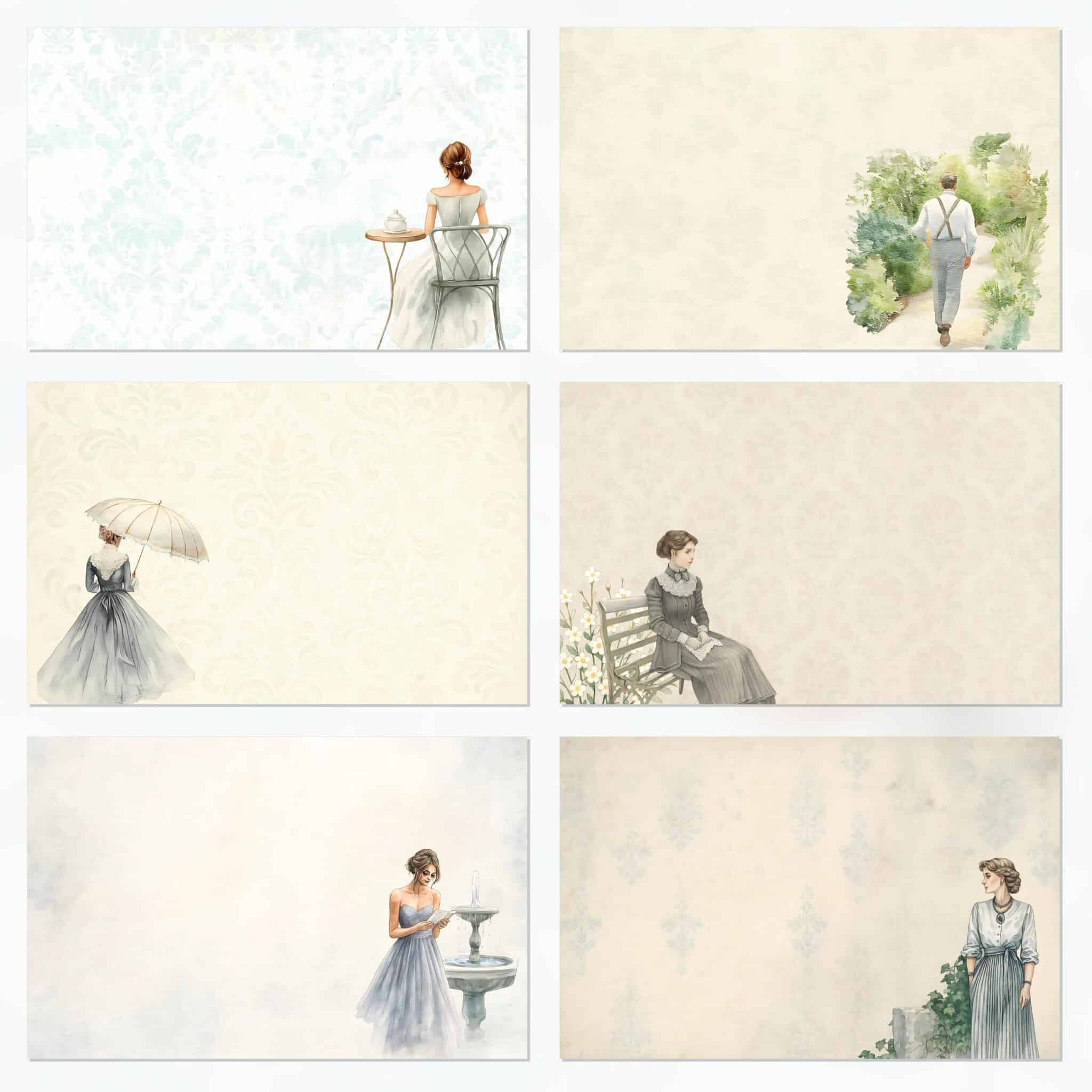 Vintage Woman Printable Scrapbook Paper | Instant Download